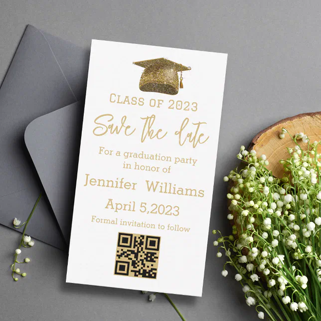 qr code save the date graduation Announcement | Zazzle