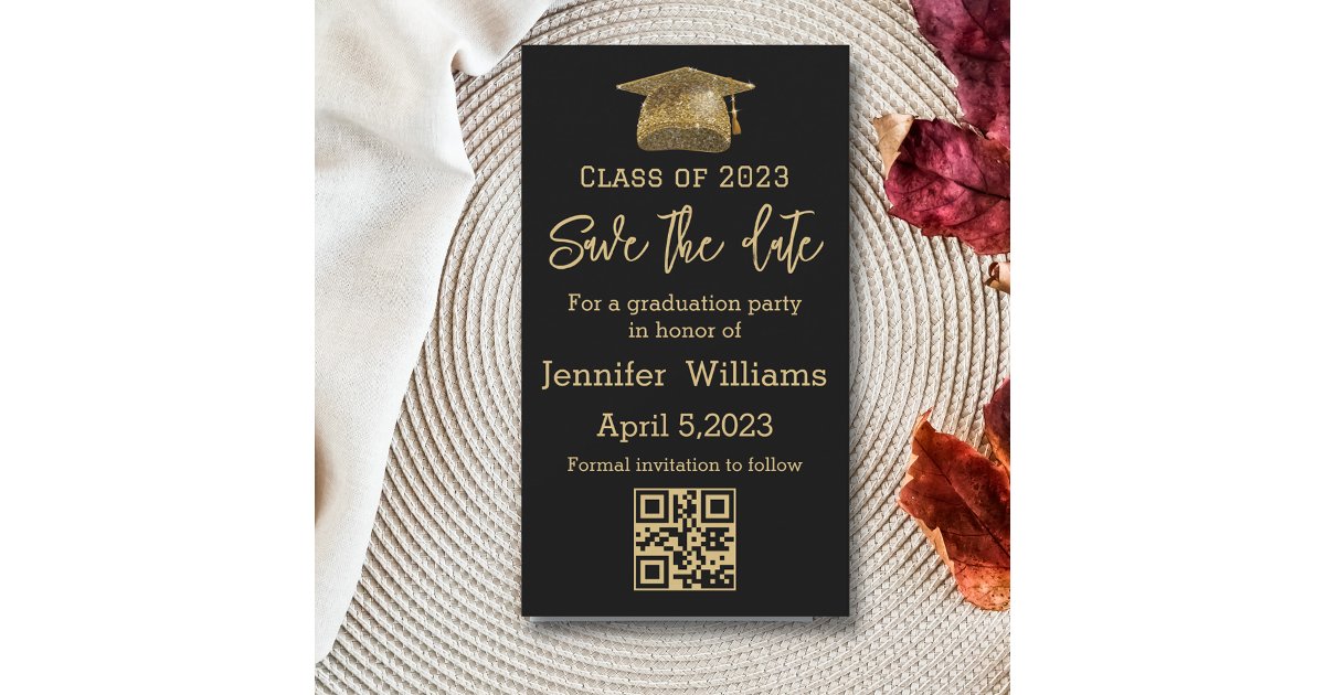 qr code save the date graduation chic Announcement | Zazzle