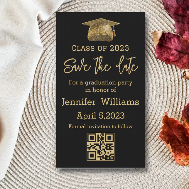 qr code save the date graduation chic Announcement | Zazzle