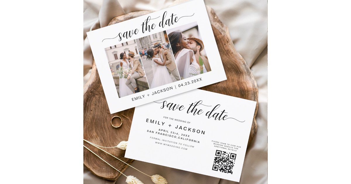QR Code - Save the Date Modern Elegant 3 Photo | Zazzle