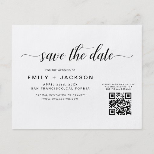 QR Code - Save the Date Modern Invitation 3 Photo Flyer | Zazzle