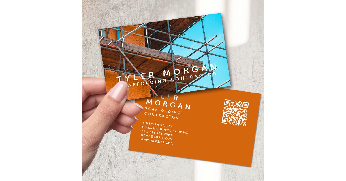 QR Code Scaffolding Contractor Business Card | Zazzle
