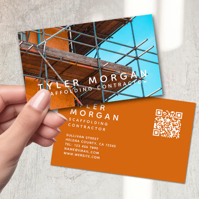 QR Code Scaffolding Contractor Business Card | Zazzle