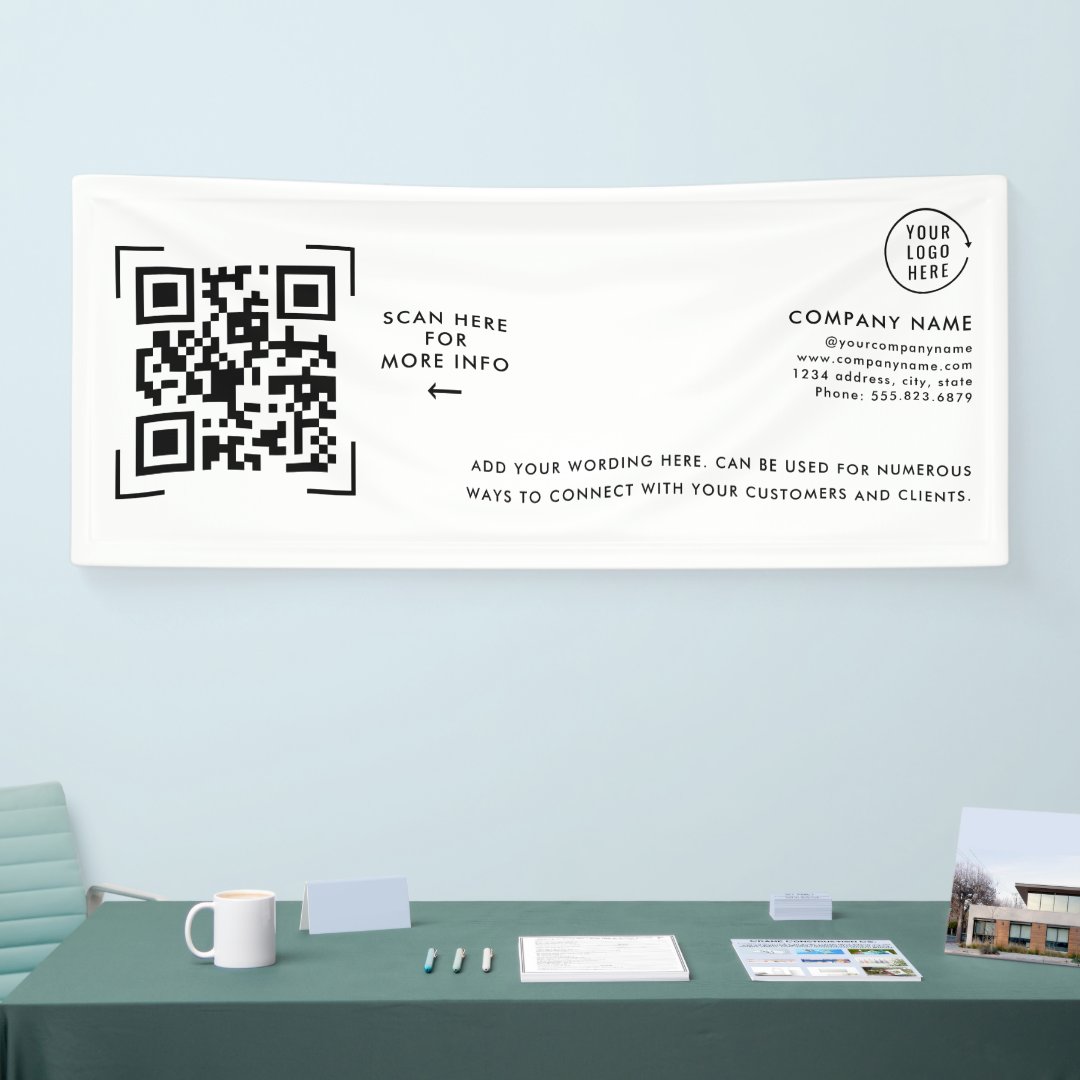 QR Code Scan | Business Logo Professional Banner | Zazzle