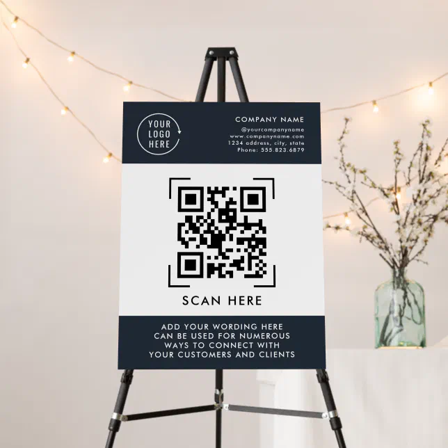 Qr Code Scan Business Logo Professional Foam Board Zazzle
