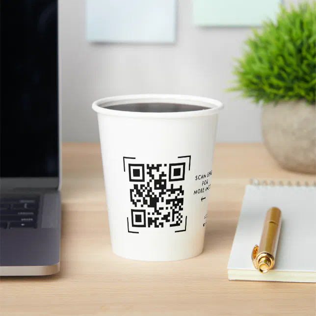 QR Code Scan | Business Logo Professional Paper Cups | Zazzle