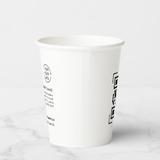 QR Code Scan | Business Logo Professional Paper Cups | Zazzle