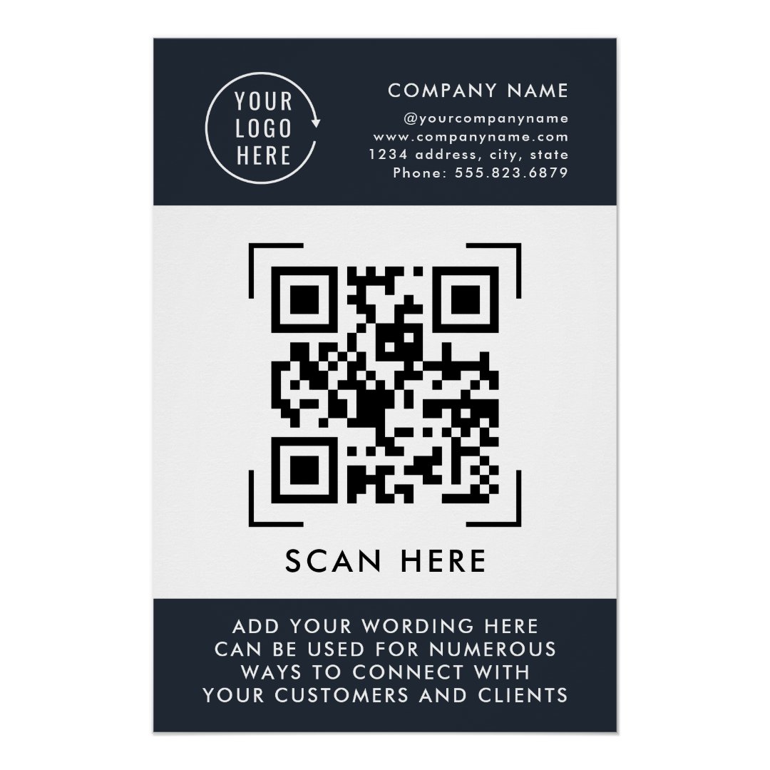 QR Code Scan | Business Logo Professional Poster | Zazzle