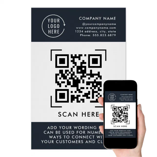 QR Code Scan | Business Logo Professional Poster | Zazzle
