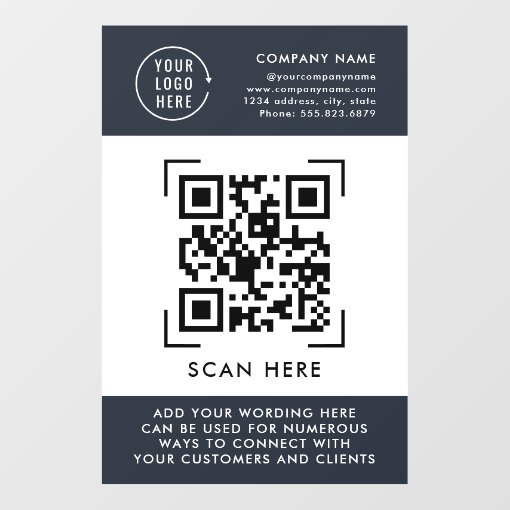 QR Code Scan | Business Logo Professional Wall Decal | Zazzle