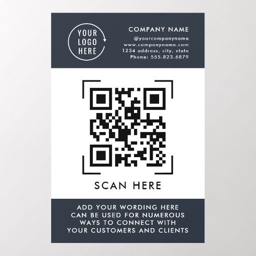 QR Code Scan | Business Logo Professional Wall Decal | Zazzle