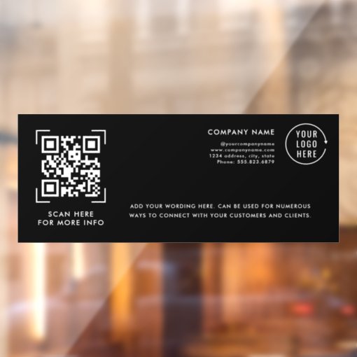QR Code Scan | Business Logo Professional Window Cling | Zazzle