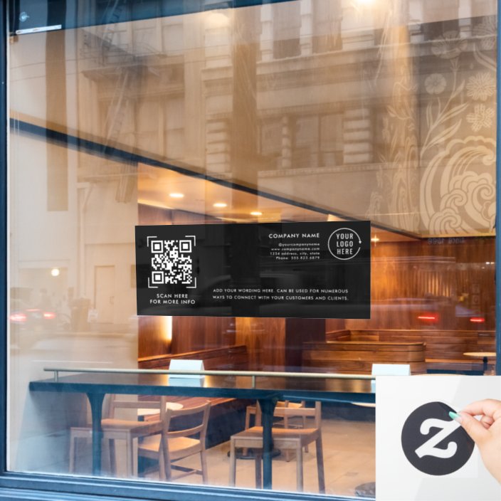 QR Code Scan | Business Logo Professional Window Cling | Zazzle.com