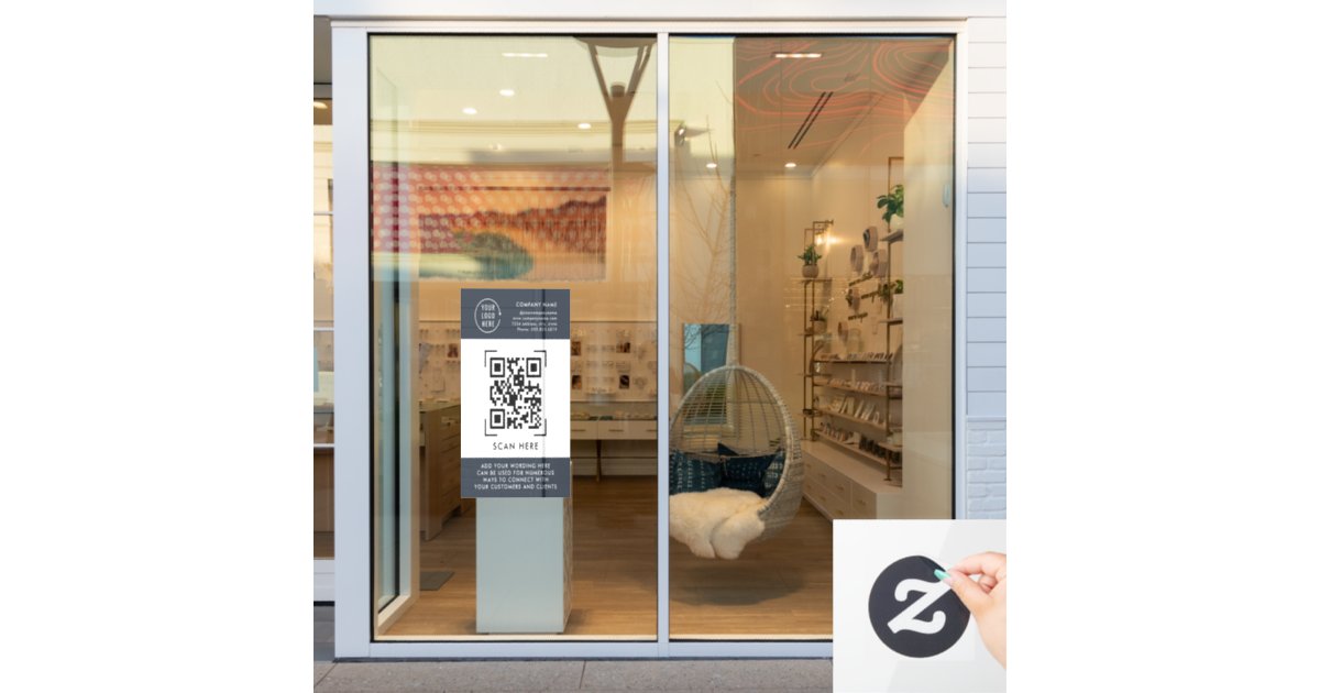 QR Code Scan | Business Logo Professional Window Cling | Zazzle