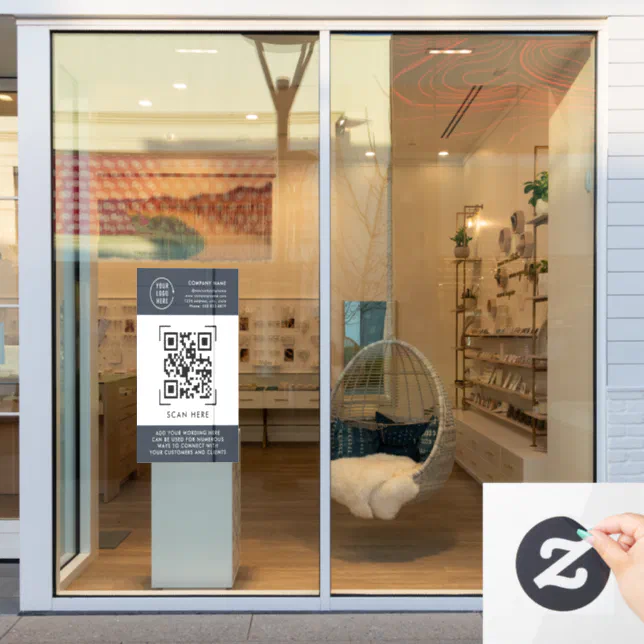 QR Code Scan | Business Logo Professional Window Cling | Zazzle