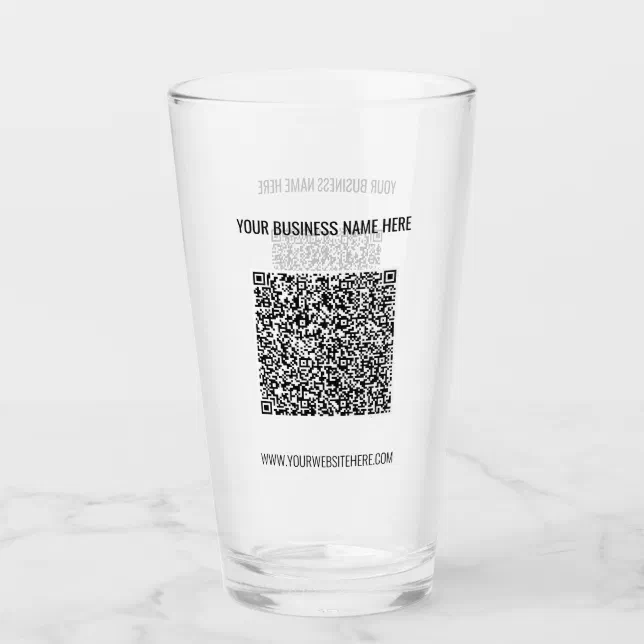 QR Code Scan Info and Custom Text Glass Template | Zazzle