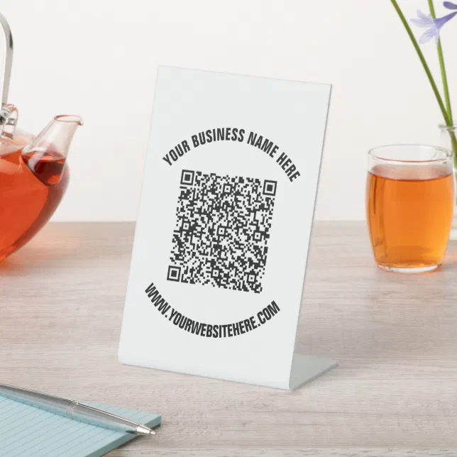 QR Code Scan Info and Custom Text Pedestal Sign | Zazzle