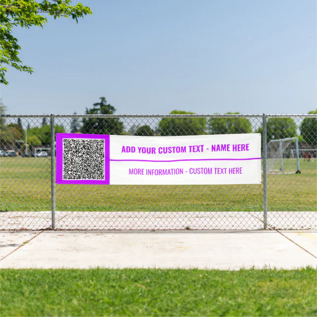 QR Code Scan Info Banner Custom Text and Colors | Zazzle