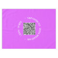 QR Code Scan Info Custom Text and Color Tablecloth | Zazzle
