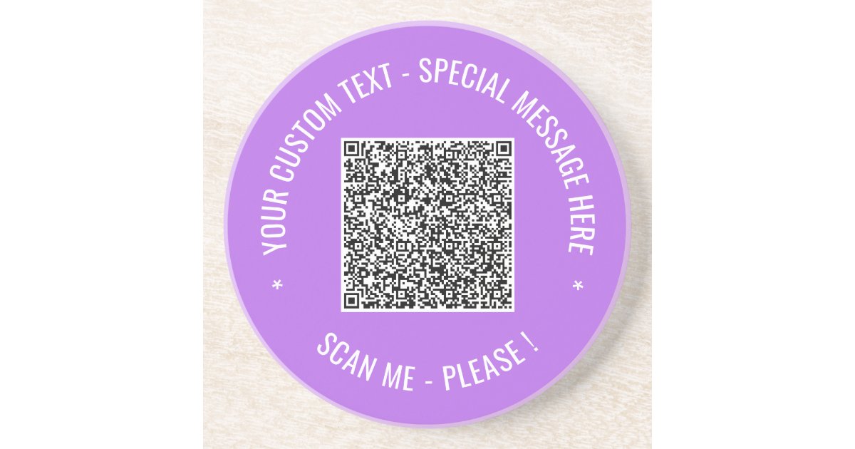 QR Code Scan Info Custom Text and Colors Coster Coaster | Zazzle