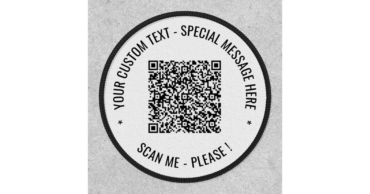 QR Code Scan Info Custom Text and Colors Patch | Zazzle