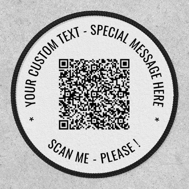 QR Code Scan Info Custom Text and Colors Patch | Zazzle