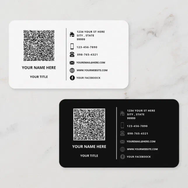QR Code Scan Info Custom Text Business Card | Zazzle