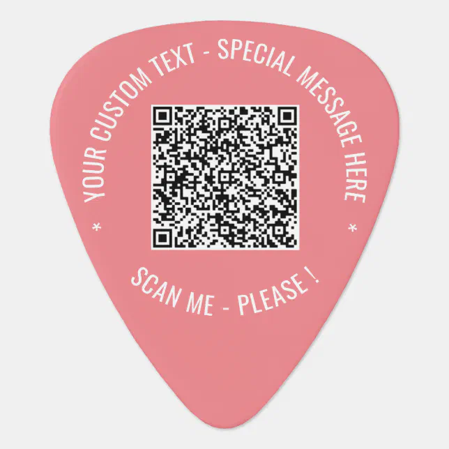 QR Code Scan Info Custom Text Colors Guitar Pick | Zazzle