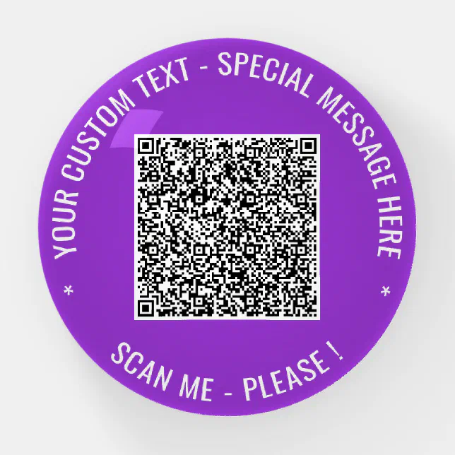QR Code Scan Info Custom Text Colors Paperweight | Zazzle