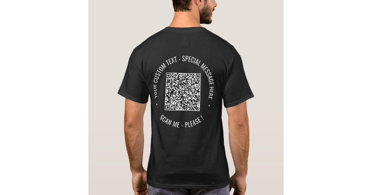 QR Code Scan Info Custom Text Colors Personalized T-Shirt | Zazzle