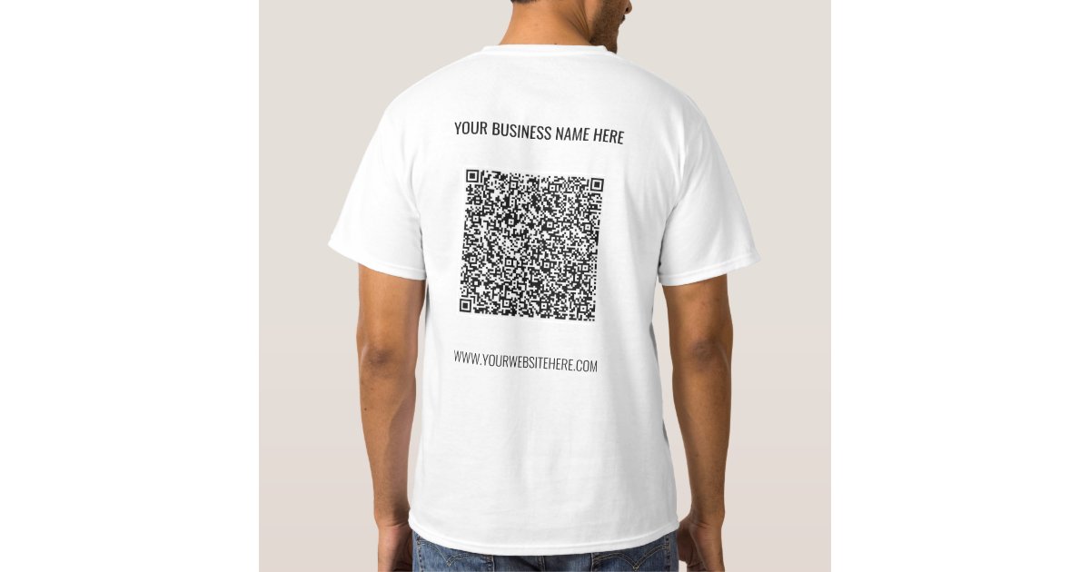 QR Code Scan Info Custom Text Company T-Shirt | Zazzle
