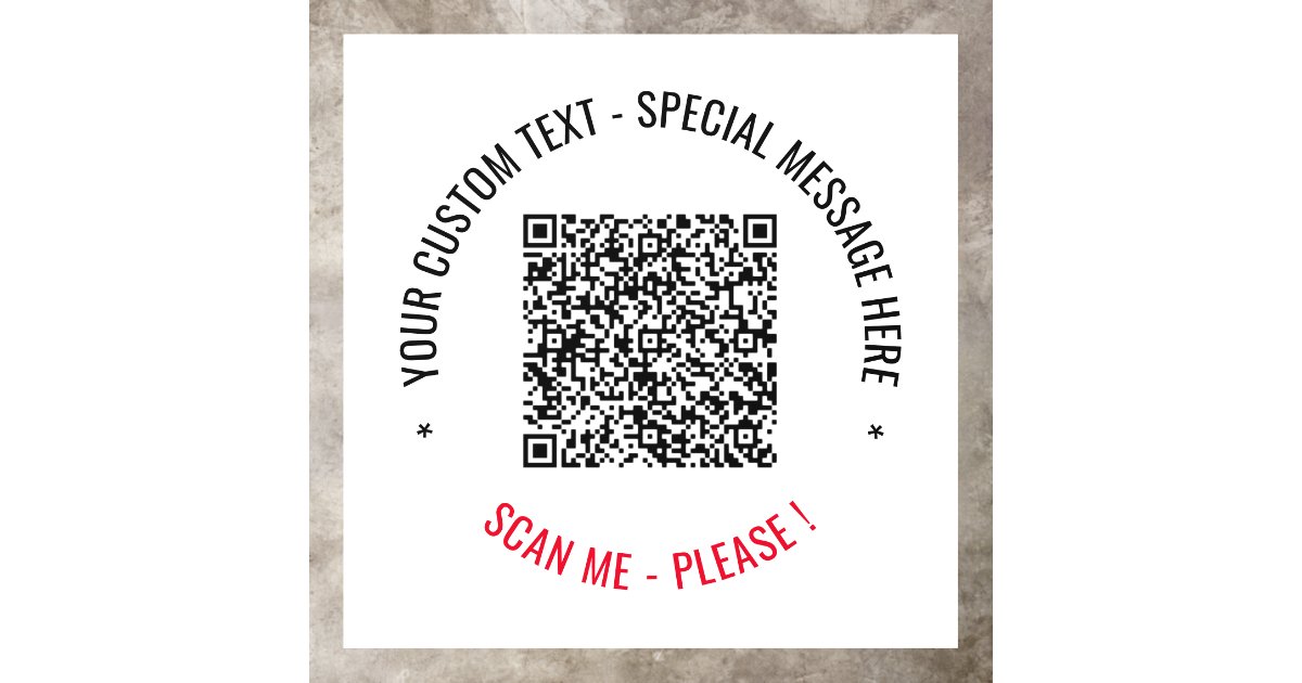 QR Code Scan Info Custom Text Floor Decals | Zazzle