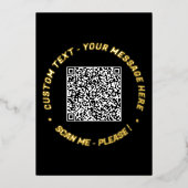 QR Code Scan Info Custom Text Foil Greeting Card | Zazzle