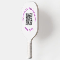 QR Code Scan Info Text and Color Pickleball Paddle | Zazzle
