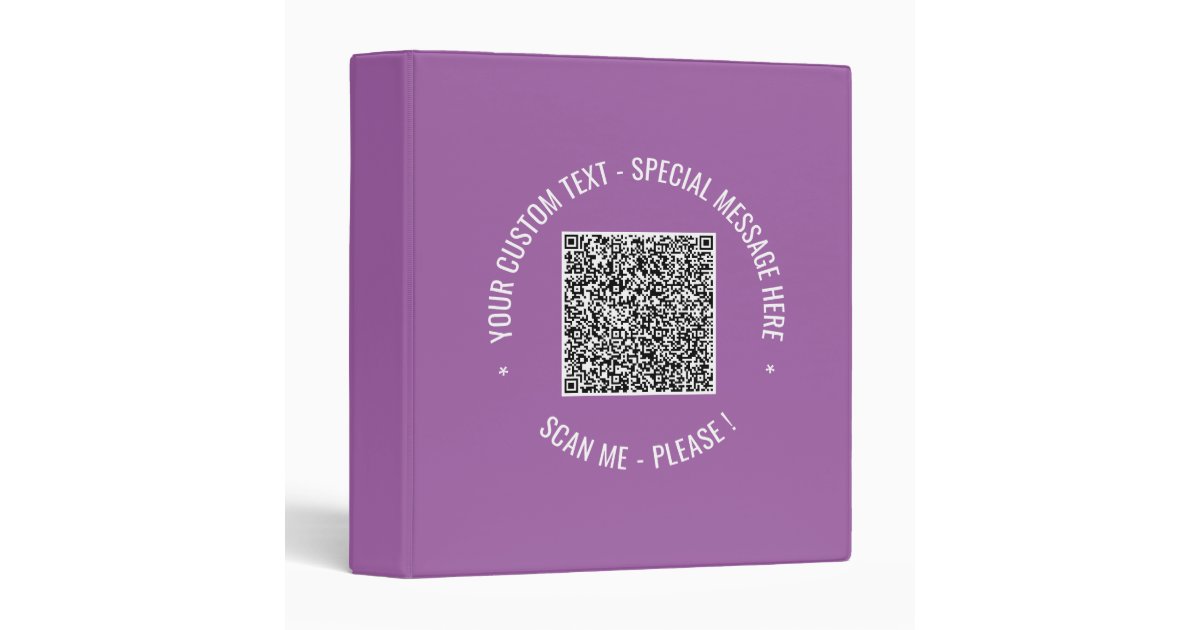 QR Code Scan Info Text and Colors 3 Ring Binder | Zazzle