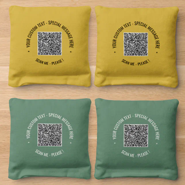 QR Code Scan Info Text and Colors Cornhole Bags | Zazzle