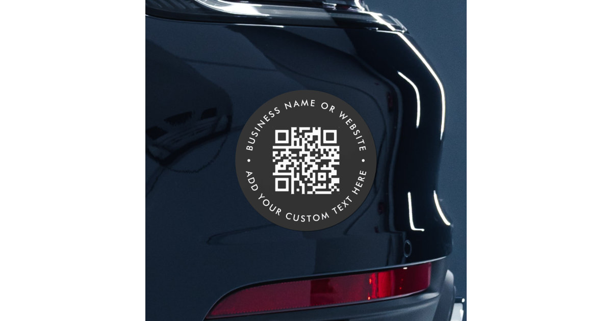 QR Code | Scan Me Black Modern Round Bumper Car Magnet | Zazzle