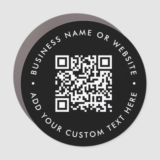 QR Code | Scan Me Black Modern Round Bumper Car Magnet | Zazzle