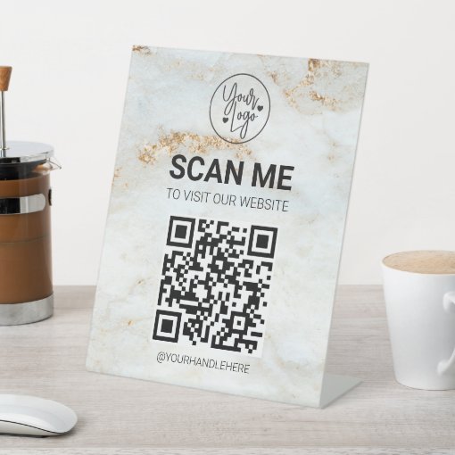 QR Code Scan Me Business Menu Website Services Pedestal Sign | Zazzle