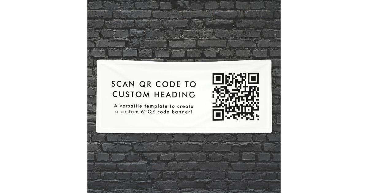 QR Code Scan Me Modern Minimalist Simple White 6' Banner | Zazzle