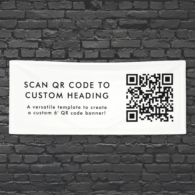 QR Code Scan Me Modern Minimalist Simple White 6' Banner | Zazzle
