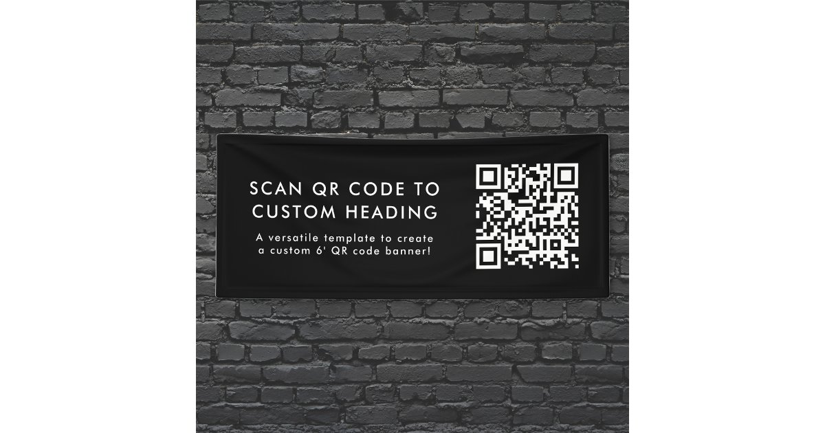 QR Code | Scan Me Modern Stylish Black 6' Custom Banner | Zazzle