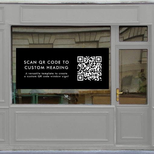 QR Code | Scan Me Modern Stylish Black Promotional Window Cling | Zazzle