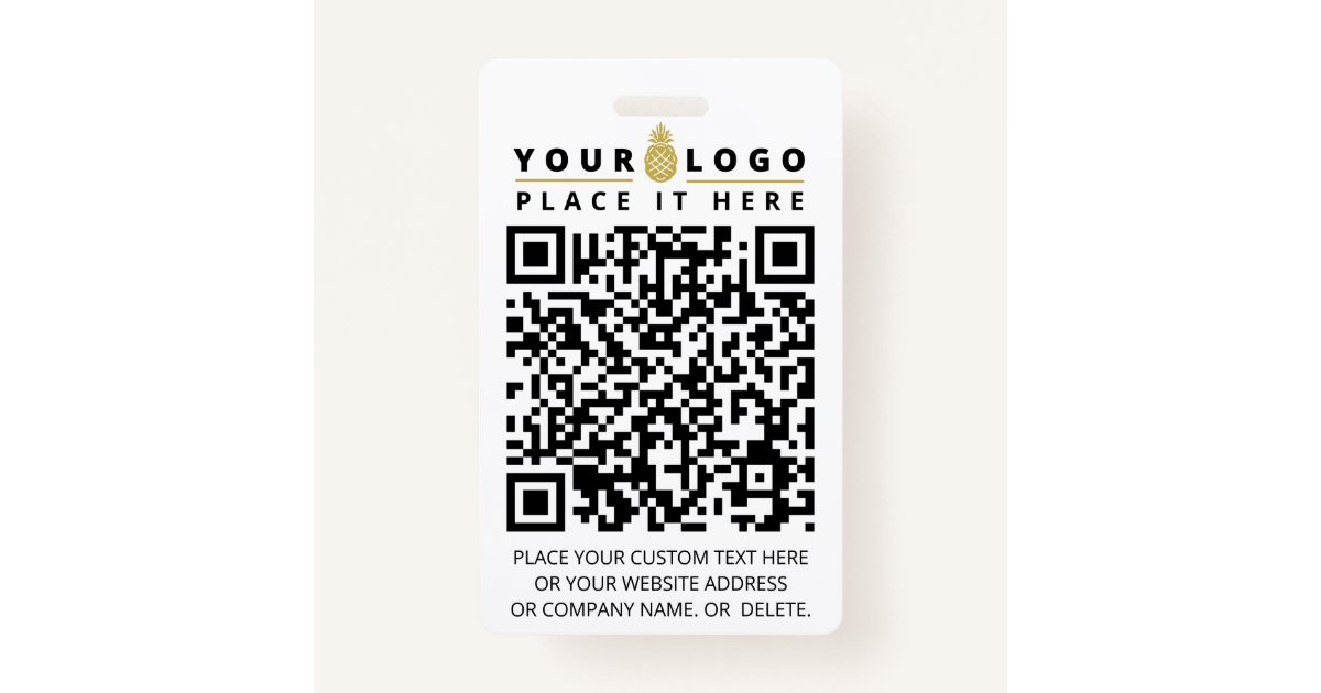 QR Code Scan Now | Modern Custom Company Logo Text Badge | Zazzle