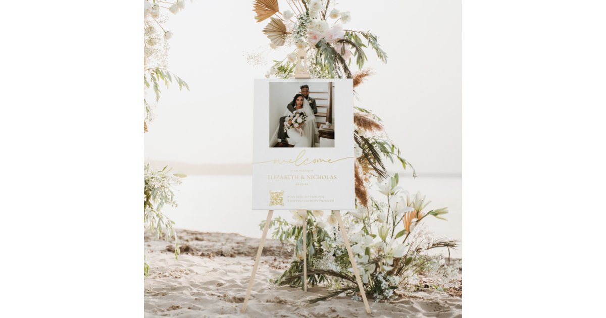 QR Code Scan Program | Wedding Photo Welcome Foil Prints | Zazzle