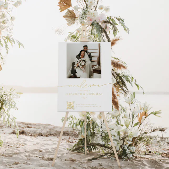 QR Code Scan Program | Wedding Photo Welcome Foil Prints | Zazzle