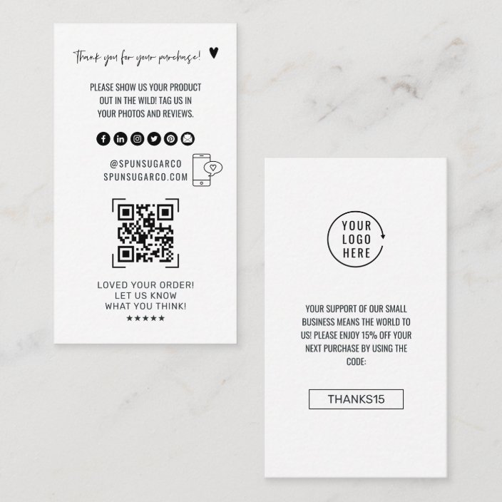 QR Code Scan Review Us | Product Thank You Business Card | Zazzle.com