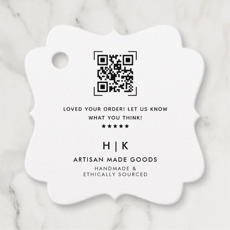 QR Code Scan Review Us | Product Thank You Hang Favor Tags | Zazzle