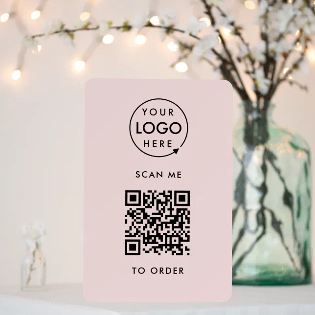 QR Code Scan to Order | Pink Business Logo Modern Foam Board | Zazzle