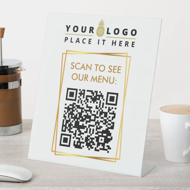 QR Code Scan To View Menu Contactless Restaurant Pedestal Sign | Zazzle